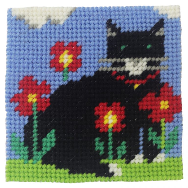 Black Cat tapestry kit – Fun needlepoint for all ages by Jolly Red